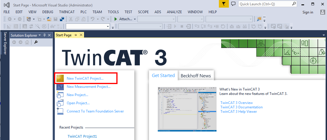 Create TwinCAT 3 project