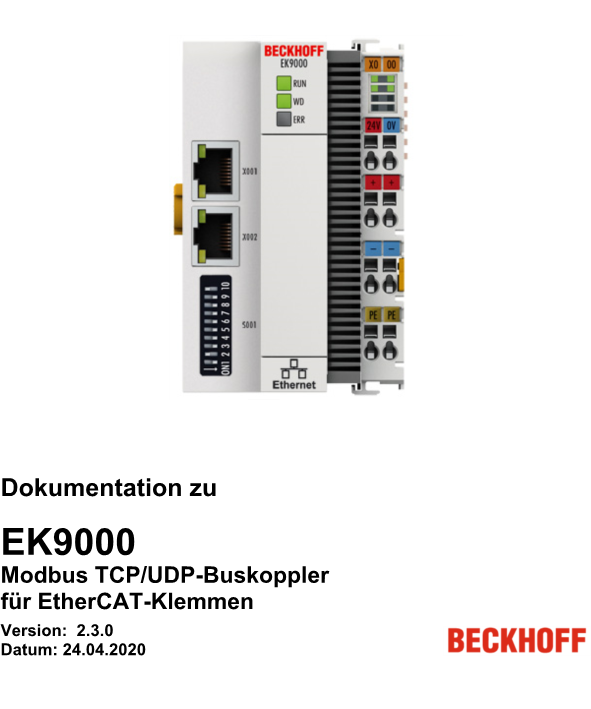 EK9000 - Modbus TCP/UDP-Buskoppler für EtherCAT-Klemmen