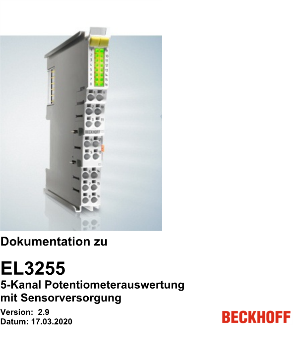 EL3255 - 5-Kanal Potentiometerauswertung mit Sensorversorgung