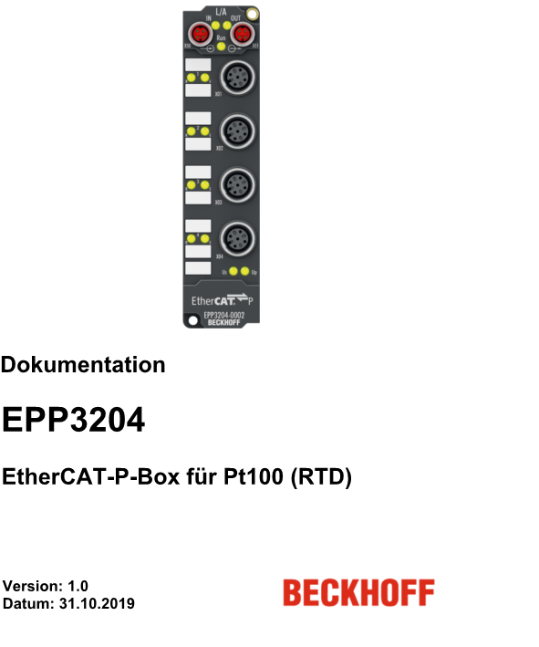 EPP3204 - EtherCAT-P-Box für Pt100 (RTD)