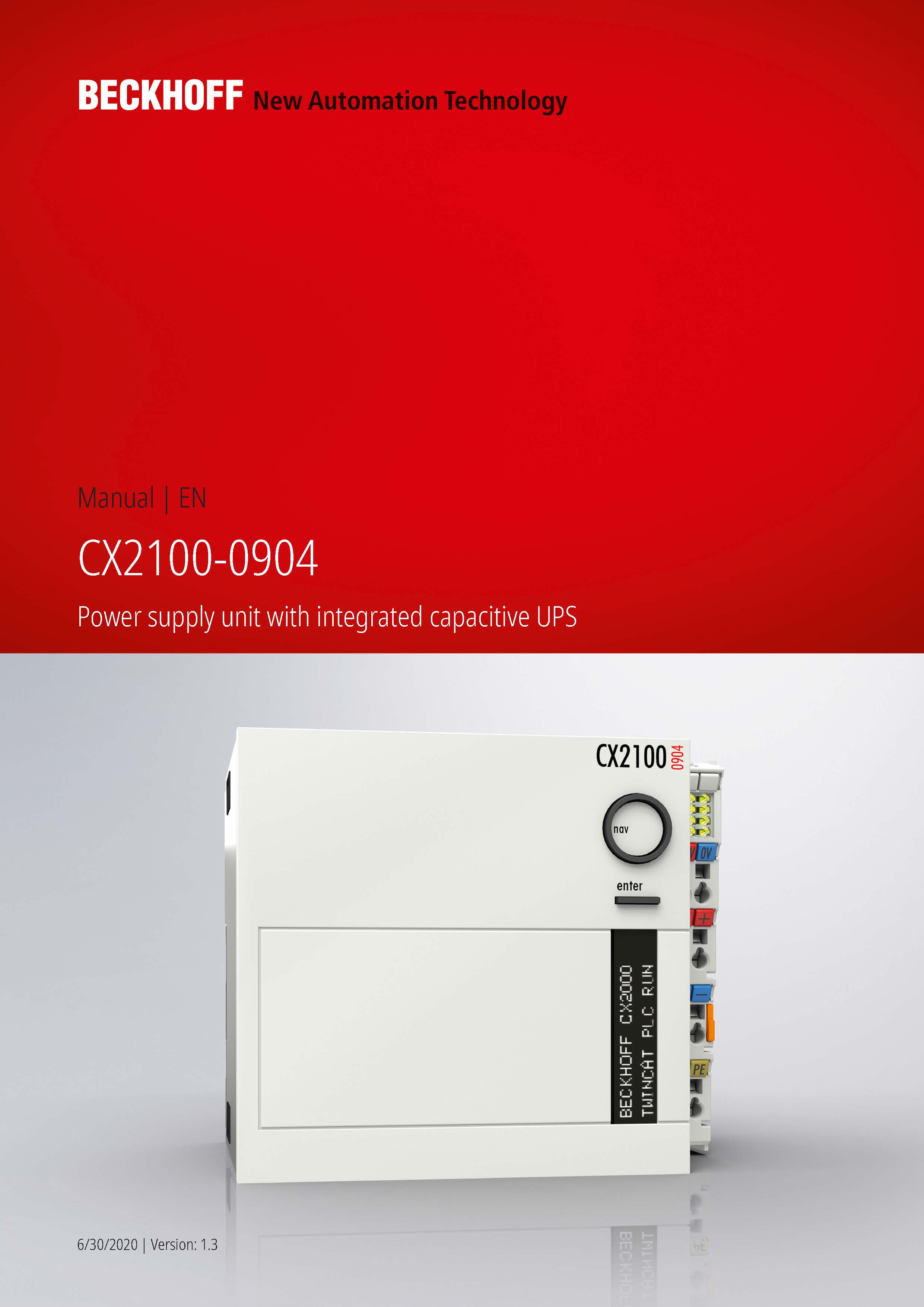 CX2100-0904 power supply unit with integrated capacitive UPS