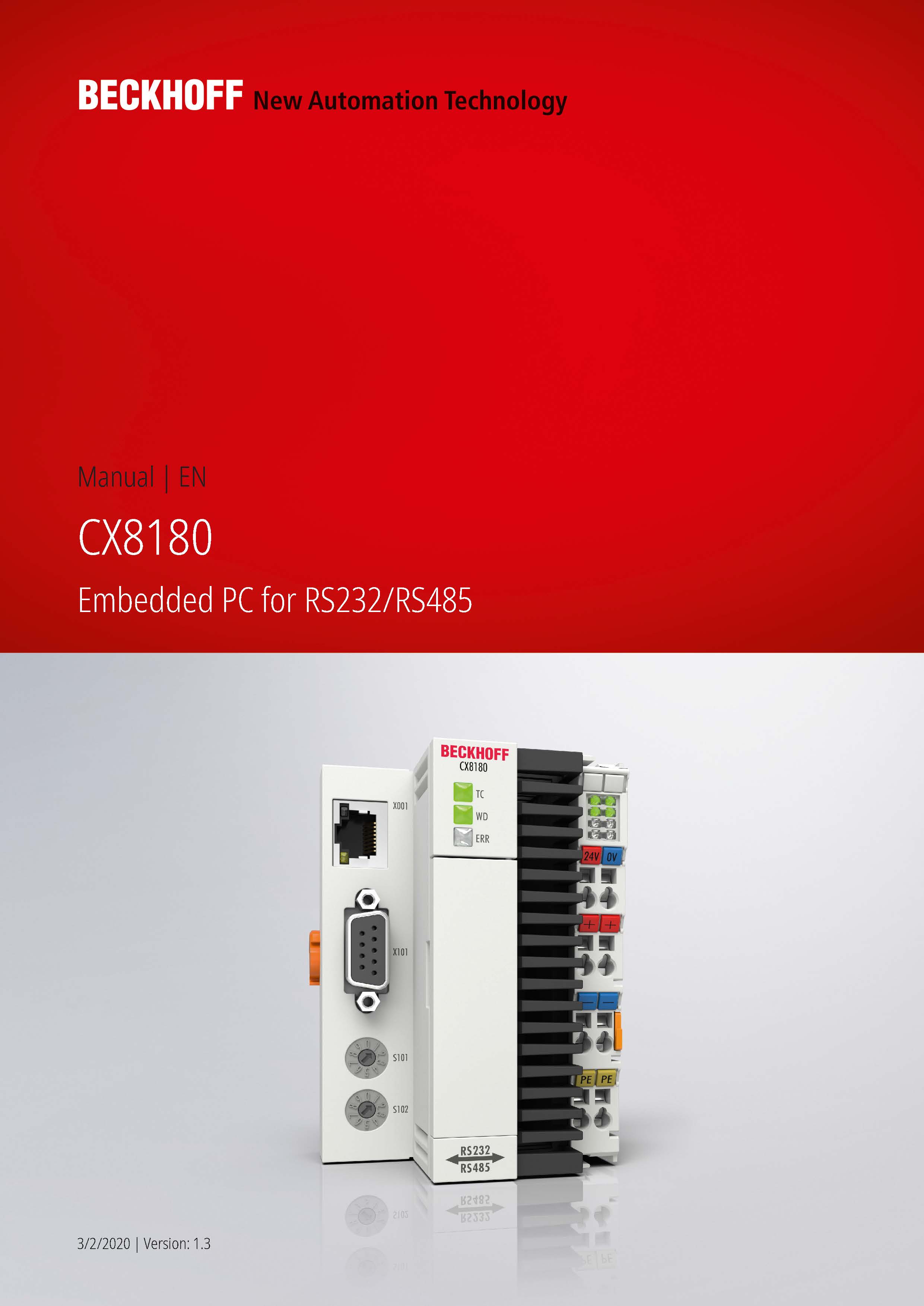 CX8180 Embedded PC for RS232/RS485