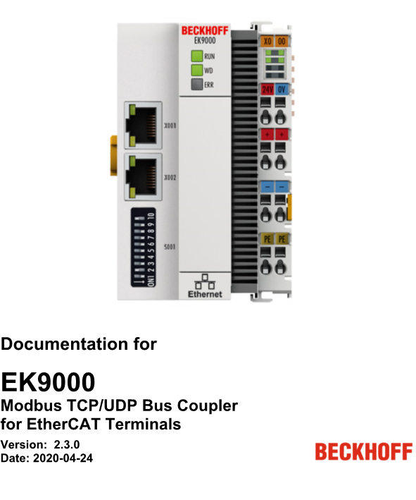 EK9000 - Modbus TCP/UDP Bus Coupler for EtherCAT Terminals