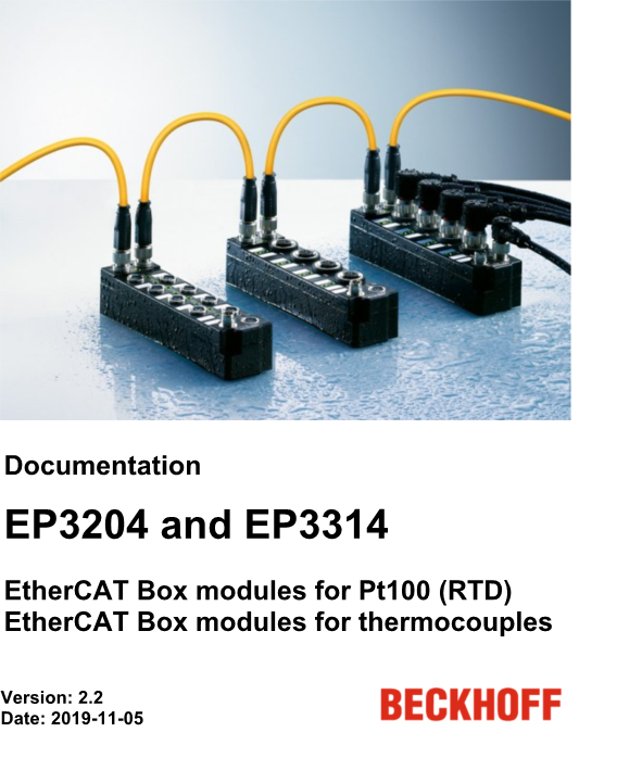 EP3204, EP3314 - EtherCAT Box Modules for Pt100 (RTD) and for thermocouples