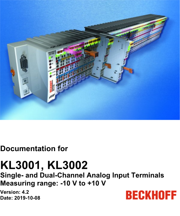 KL3001, KL3002 - Single- and Dual-Channel Analog Input Terminals, -10 V to +10 V