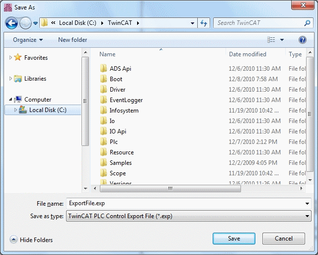 PLC Export data file