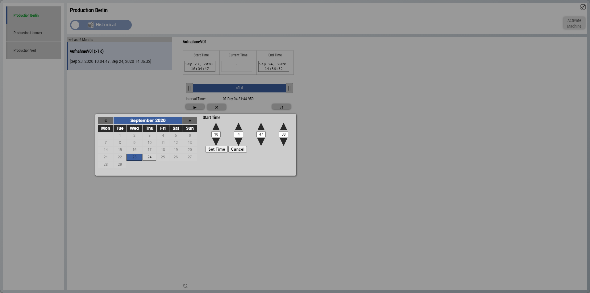 Switching multiple machines in the HMI Dashboard