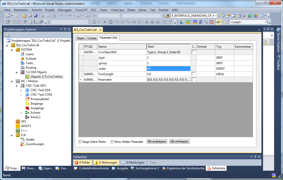 Configuring and registering the transformation with the CNC