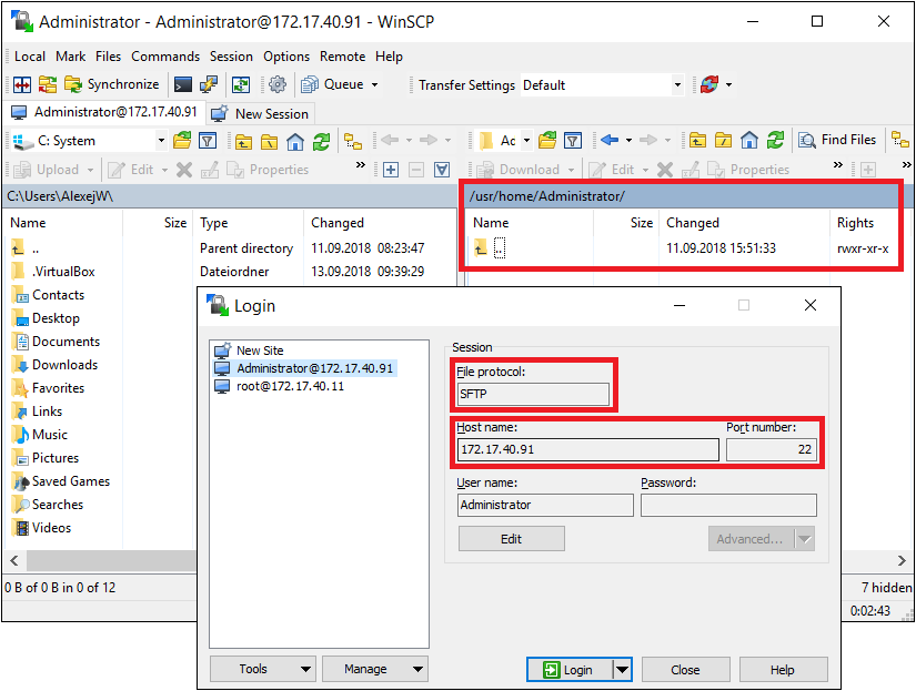 Starting And Using The WinSCP Client